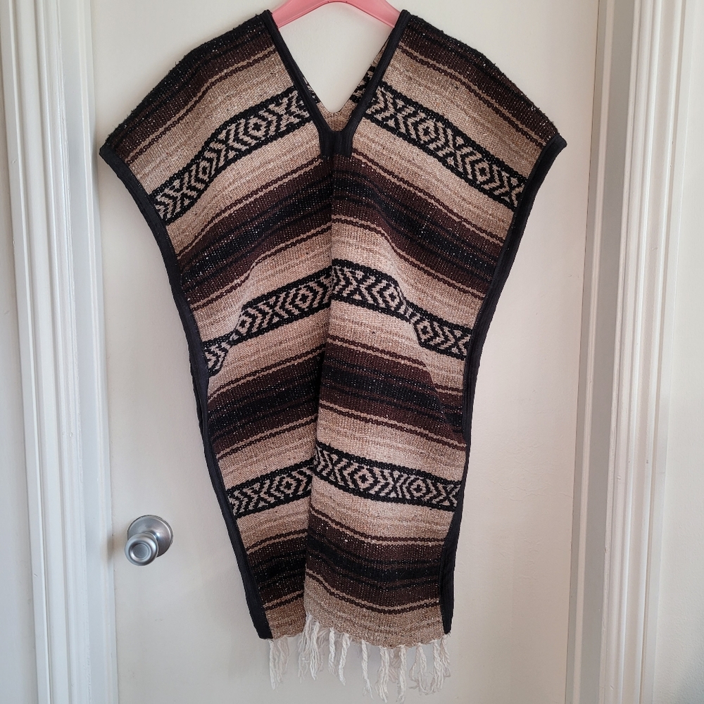 Serape Sarape Poncho Gavan Traditional Made In Mexico - Gem